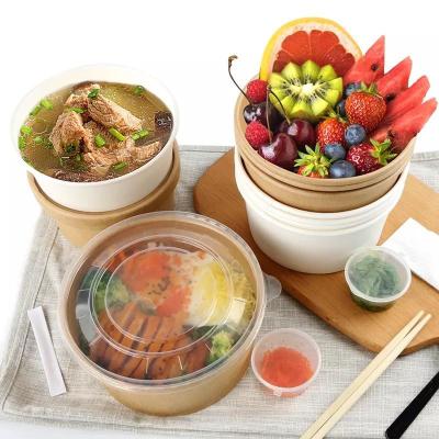 China Takeaway Custom Disposable Soup Salad Kraft Paper Bowl Biodegradable 40oz for sale
