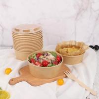 China Custom Hot Soup Disposable Kraft Paper Salad Bowl 46oz With Lid for sale