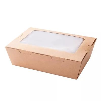 China Square Custom Paper Box Printed Disposable Food Grade Salad Packaging With Window for sale
