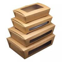 China Square Custom Paper Box Printed Disposable Food Grade Salad Packaging With Window for sale