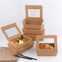 China Square Custom Paper Box Printed Disposable Food Grade Salad Packaging With Window for sale