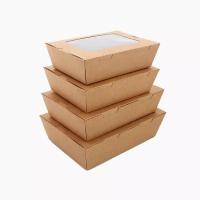 China Square Custom Paper Box Printed Disposable Food Grade Salad Packaging With Window for sale