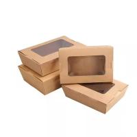 China Disposable Noodle Salad Food Packing Takeaway Kraft Paper Box With Window for sale