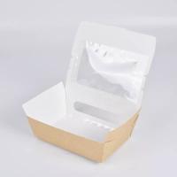 China Disposable Noodle Salad Food Packing Takeaway Kraft Paper Box With Window for sale