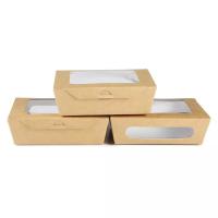 China Window Kraft Paper Fruit Salad Fast Food Takeaway Lunch Box Recyclable Transparent for sale