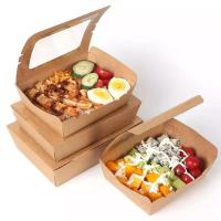 China Window Kraft Paper Fruit Salad Fast Food Takeaway Lunch Box Recyclable Transparent for sale