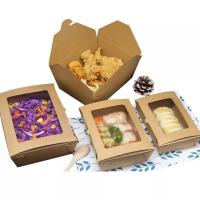 China Window Kraft Paper Fruit Salad Fast Food Takeaway Lunch Box Recyclable Transparent for sale