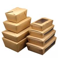 China Window Kraft Paper Fruit Salad Fast Food Takeaway Lunch Box Recyclable Transparent for sale