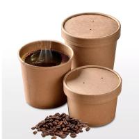 China 8oz Disposable Fast Food Container Brown Kraft Hot Soup Paper Bowl And Cup for sale