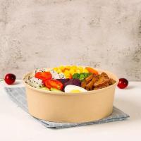 China 1200ml Eco Friendly Disposable Bowls With Lids Kraft Paper Color Salad Bowl for sale