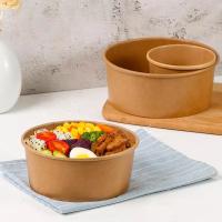 China 1200ml Eco Friendly Disposable Bowls With Lids Kraft Paper Color Salad Bowl for sale