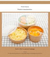 China Disposable Custom Print Biodegradable Salad Bowl Waterproof Coated Take Away Kraft Paper Bowls for sale