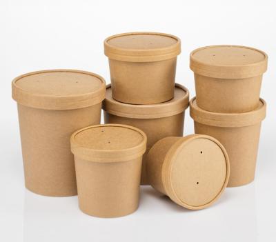 China Eco Friendly Compostable Takeaway 8oz 12oz 16oz 26oz 32oz Biodegradable PLA Kraft Paper Disposable Soup Cup Bowl for sale