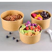 China High Quality Food Container Kraft Bowl Brown 500ml Takeaway Kraft Paper Bowl Disposable Kraft Paper Salad Bowl for sale