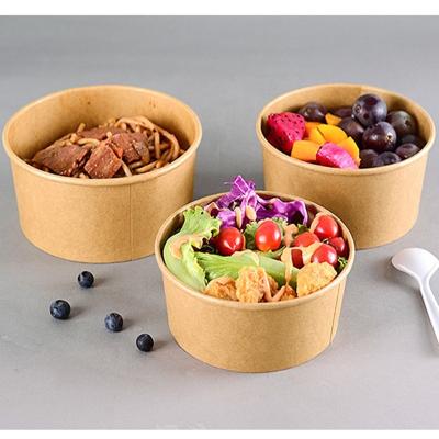 China High Quality Food Container Kraft Bowl Brown 500ml Takeaway Kraft Paper Bowl Disposable Kraft Paper Salad Bowl for sale