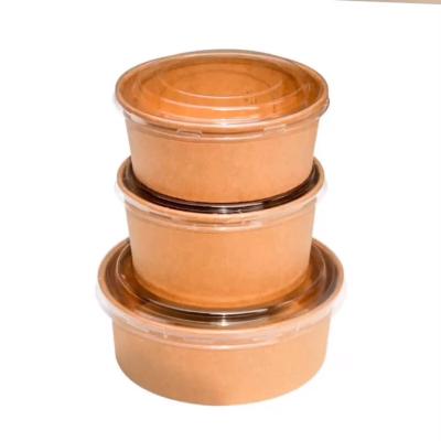 China Waterproof Food Grade Paper Bowl Brown Takeout Ink Biodegradable Disposable Paper Bowl for sale