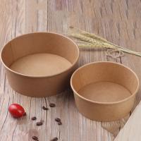 China Custom Recyclable Kraft Paper Salad Bowls Brown Kraft Soup Paper Bowls With Lids for sale