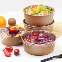 China Microwavable Bio-degradable Disposable Kraft Paper Bowl With Pastic lid for sale