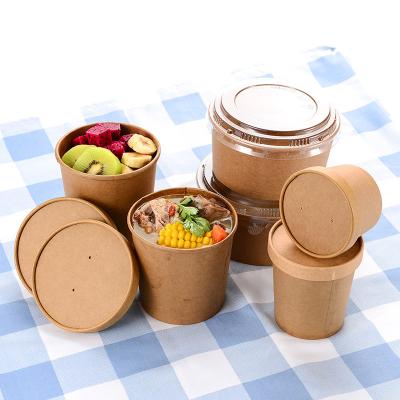 China Food Kraft 30oz Personalised Printed Large Capacity Disposable Kraft Paper Bowl Eco Takeaway Food Package for sale