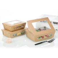 China Disposable Food Grade Rectangle 8oz Kraft Paper Bowls Salad Box for sale