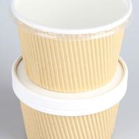 China Custom Print Disposable Hot Food Grade 350gsm Kraft Brown Ripple Paper Bowl for sale