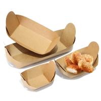 China Food Grade Greaseproof Snack Packaging Disposable Paper Tray Eco Friendly Brown Food 7oz Kraft Paper Bowls for sale