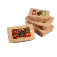 China One Time Ice Cream Flexo Offset Kraft Paper Bowls Disposable kraft Paper Salad Fruit Takeaway Lunch Packaging Box for sale