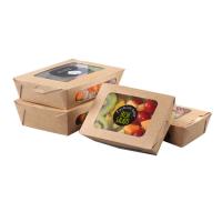 China Rectangle Food Grade 29oz Disposable Paper Bowls Take Away Paper Salad Boxes Packaging For Restaurant for sale