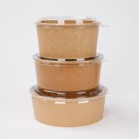China Soup Brown 16oz Kraft Paper Bowls Custom Recyclable Kraft Paper Salad Bowls for sale