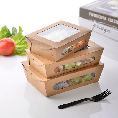 China PE Coated 2 Ply Eco Friendly 20oz Kraft Paper Bowls Fast Food Box Take Away Salad Sushi Cookie Paper Packing Box for sale