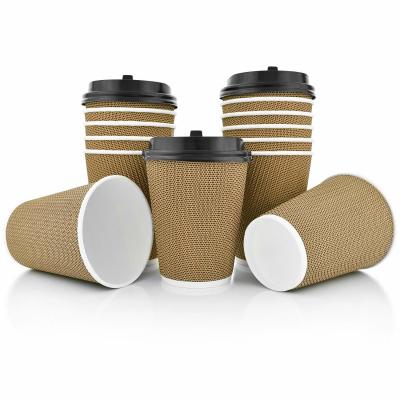 China Offset Printing 26oz Customized Disposable Paper Coffee Cups Ripple Wall for sale