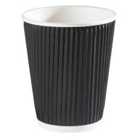 China Fashion And High-end Appearance Black 22oz 630ml Paper Ripple Cups For Coffee Shop for sale