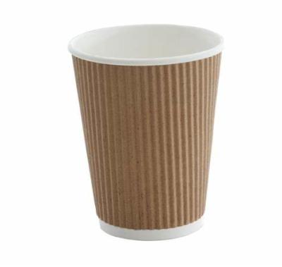 China Bio-Degradable Take Away 16oz Kraft Ripple Paper Coffee Cups For Hot Drinking for sale