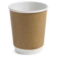 China Double Wall PE Printing 14Oz Hot Coffee Disposable Cup Coating Brown Cup for sale