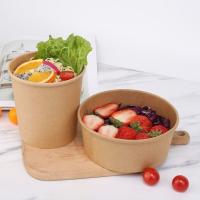 China Degradable Environmental Food Grade Custom Printed Disposable Kraft Paper Bowl Salad Paper Bowl for sale