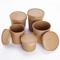 China Cold Drink 230gsm Custom Packaging Kraft Brown Salad Paper Bowl for sale