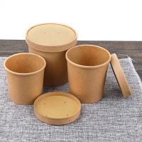 China 500ml Double PE Coated 300g Kraft Paper Salad Bowls Soup Containers for sale