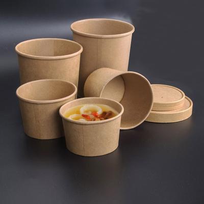 China Customized Printed Food Container Multi-size Disposable Restaurant Rice 26oz Custom Kraft Brown Paper Bowl for sale