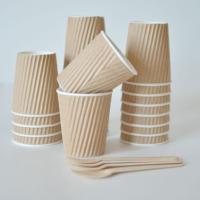 China Different Size Kraft Ripple Paper Coffee Cups Customized Logo For Hot Drinking for sale