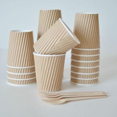 China Different Size Kraft Ripple Paper Coffee Cups Customized Logo For Hot Drinking for sale
