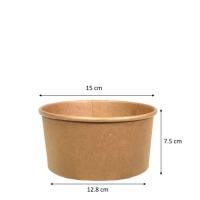 China Sustainable 1000ML 32OZ Take Away Paper Container Salad Bowls Disposable Kraft Paper Round Bowl for sale