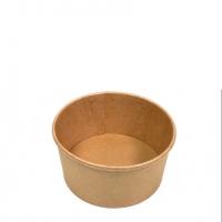 China Sustainable 1000ML 32OZ Take Away Paper Container Salad Bowls Disposable Kraft Paper Round Bowl for sale