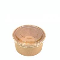 China Sustainable 1000ML 32OZ Take Away Paper Container Salad Bowls Disposable Kraft Paper Round Bowl for sale