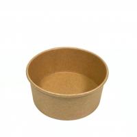 China Microwaveable 1300ML 42OZ Brown Kraft Paper Bowl Biodegradable Salad Bowl Coated for sale