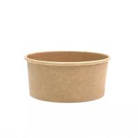 China Microwaveable 1300ML 42OZ Brown Kraft Paper Bowl Biodegradable Salad Bowl Coated for sale