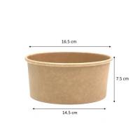 China Microwaveable 1300ML 42OZ Brown Kraft Paper Bowl Biodegradable Salad Bowl Coated for sale