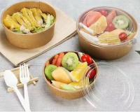 China Microwavable Bio-degradable Disposable Kraft Paper Bowl With Pastic lid for sale