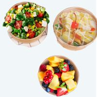 China 750ML Disposable Brown Kraft disposable Paper Salad Bowl With PET Lid for sale