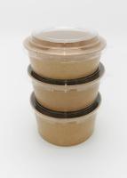 China 750ML Disposable Brown Kraft disposable Paper Salad Bowl With PET Lid for sale