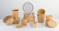 China 750ML Disposable Brown Kraft disposable Paper Salad Bowl With PET Lid for sale